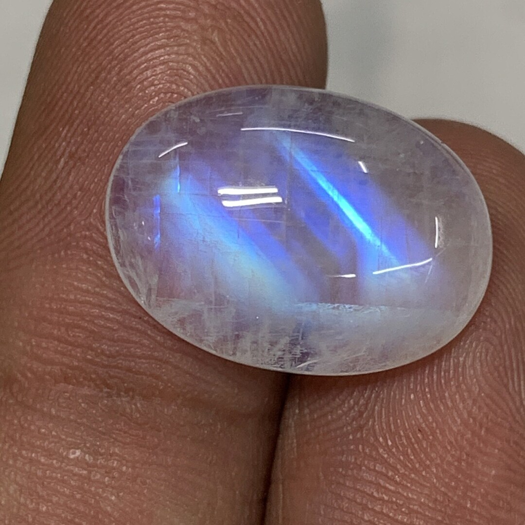 100% Natural Blue Sheen 4A Quality Rainbow Moonstone Cabochon, Smooth ...