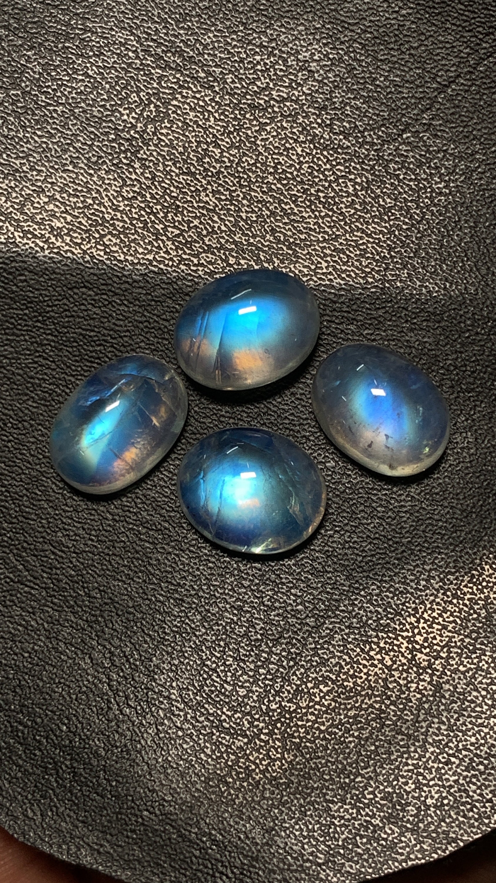 Very High 6A Quality Natural Blue Fire Rainbow Moonstone, 4 Pieces Oval ...