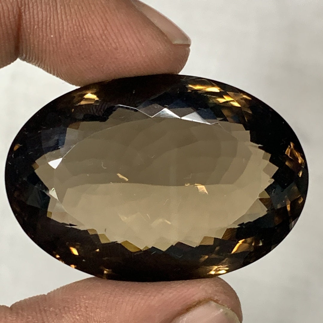 Natural Smoky Quartz Gemstone: Faceted Oval Cut, 130 Ct (29x42 Mm) - Etsy