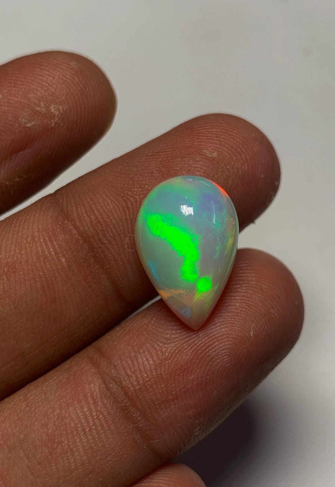 Welo Ethiopian Opal Cabochon: Pear Shape Multi Fire Gemstone (11x16 Mm ...