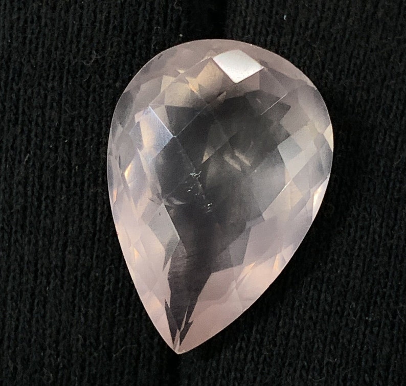 Natural Rose Quartz Gemstone, Pear Shape Stone, Handmade Faceted Cut ...