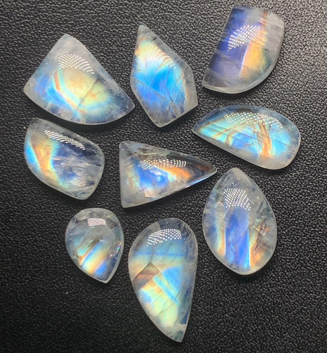 Superb!!!! Multi Fire 5A Quality Natural Rainbow Moonstone, Fancy Shape ...
