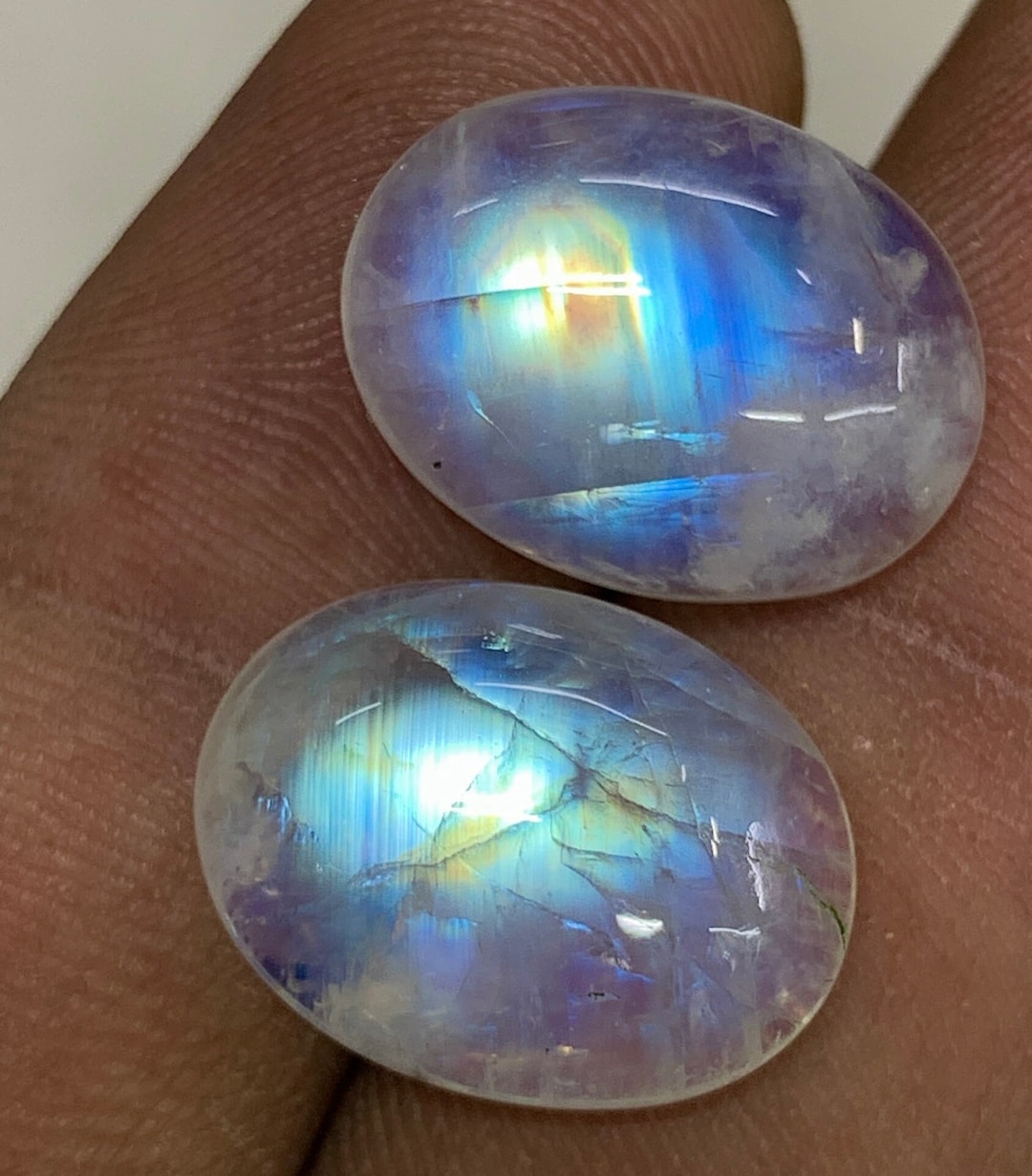 4A Quality Smooth Polish Multi Blue Fire Rainbow Moonstone, Oval Shape ...