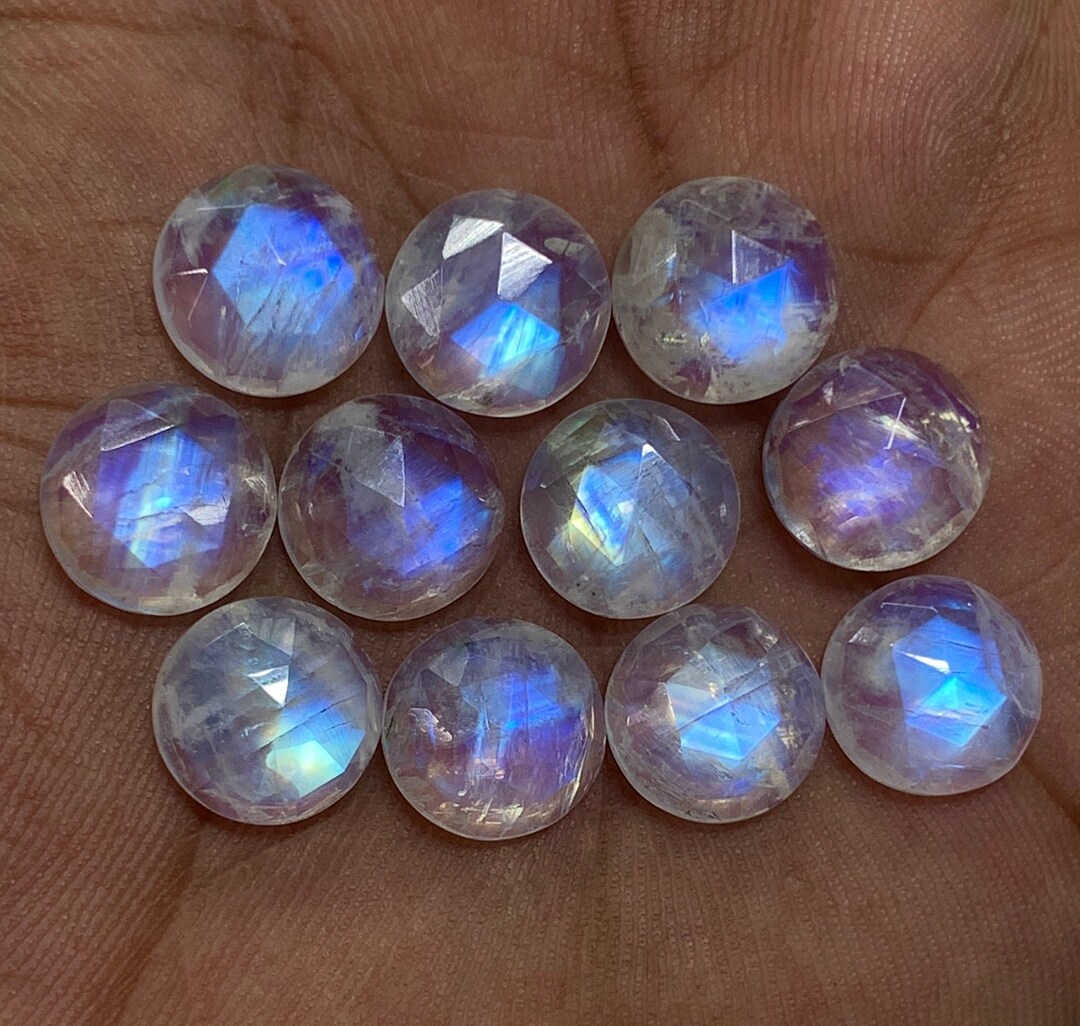Very Beautiful Natural 5A Quality Multi Blue Fire Rainbow Moonstone, 11 ...