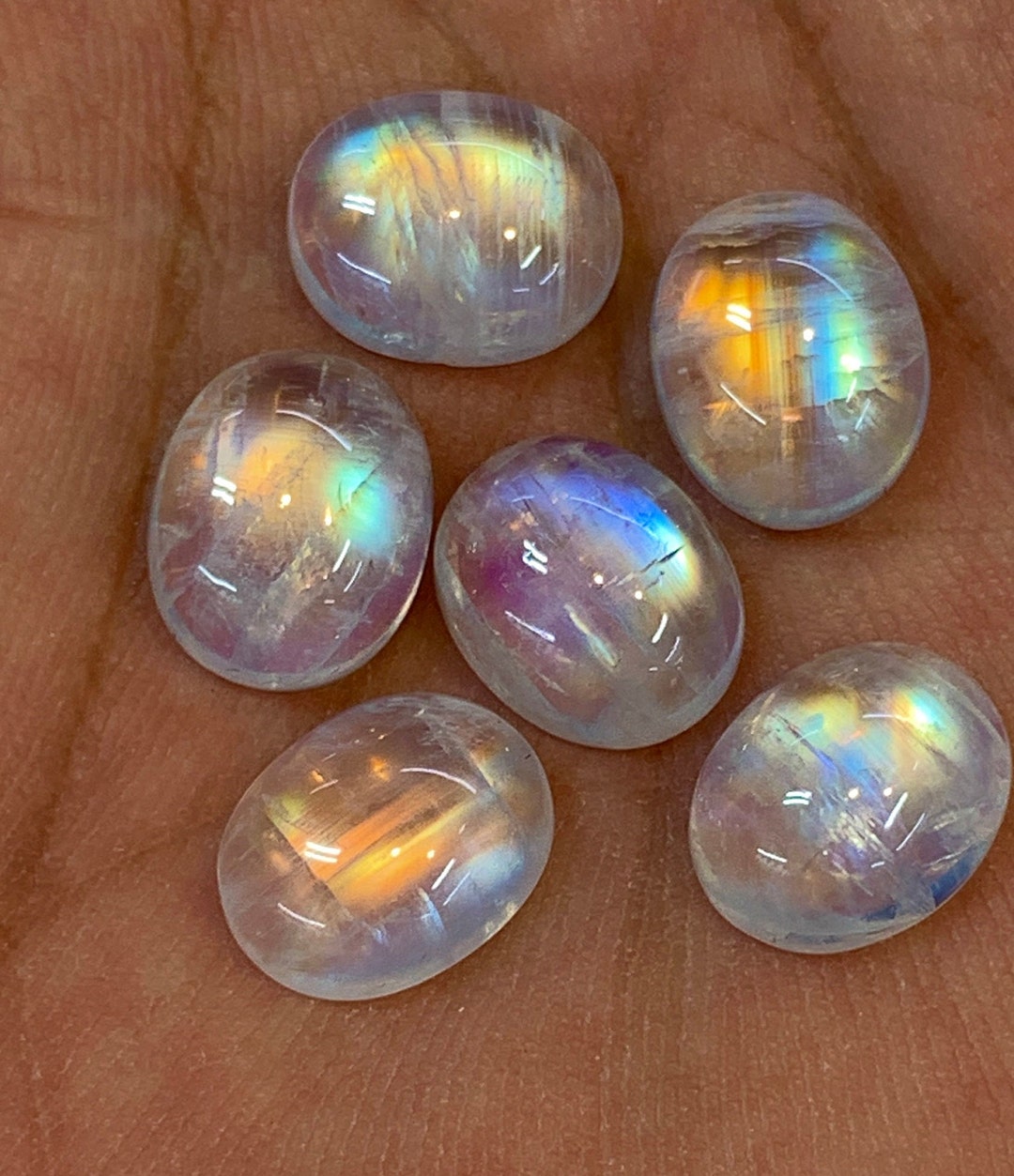 Amazing Multi Blue Fire Rainbow Moonstone, Moonstone Cabs, Size 9x11 MM ...