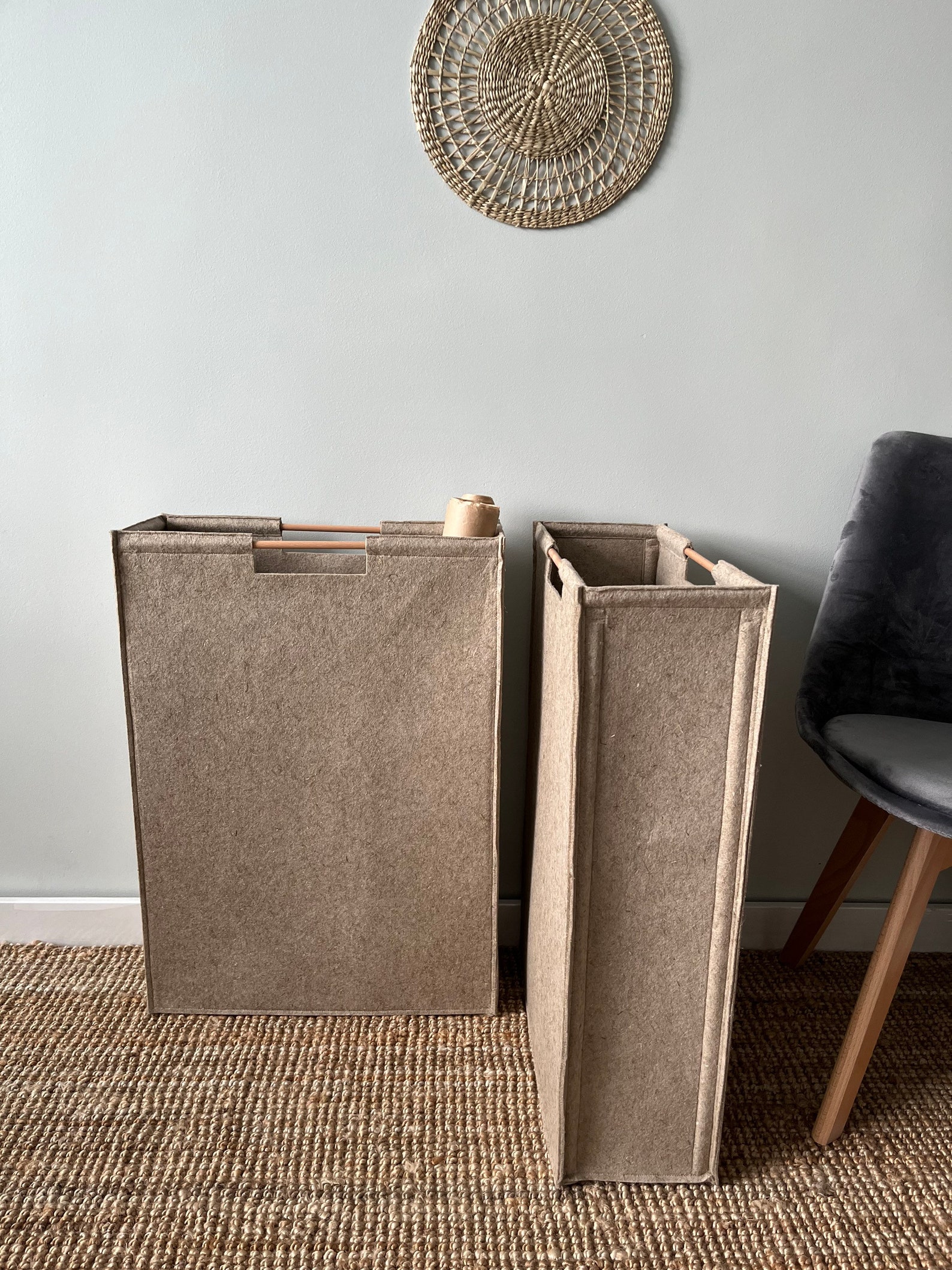 Extra Narrow Basket. Slim Laundry Hamper. Felt Basket for Cabiner - Etsy