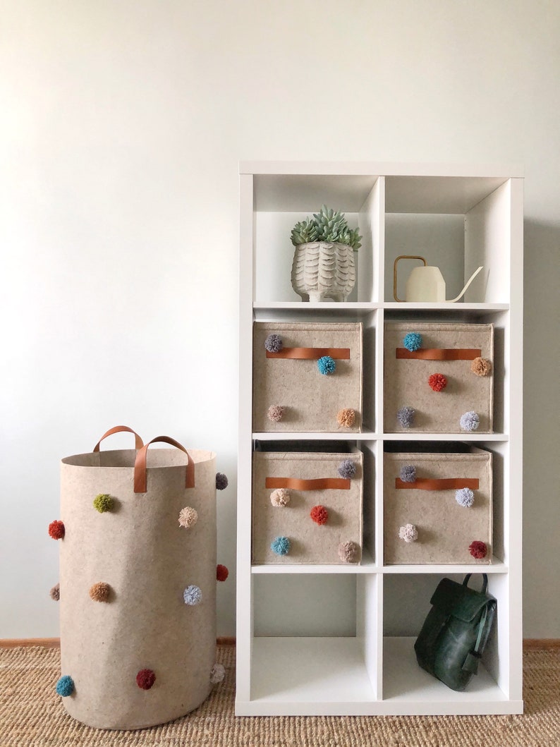 EKET Storage Cube. 11.5 Inch Insert Box With Big Wool Pompoms - Etsy