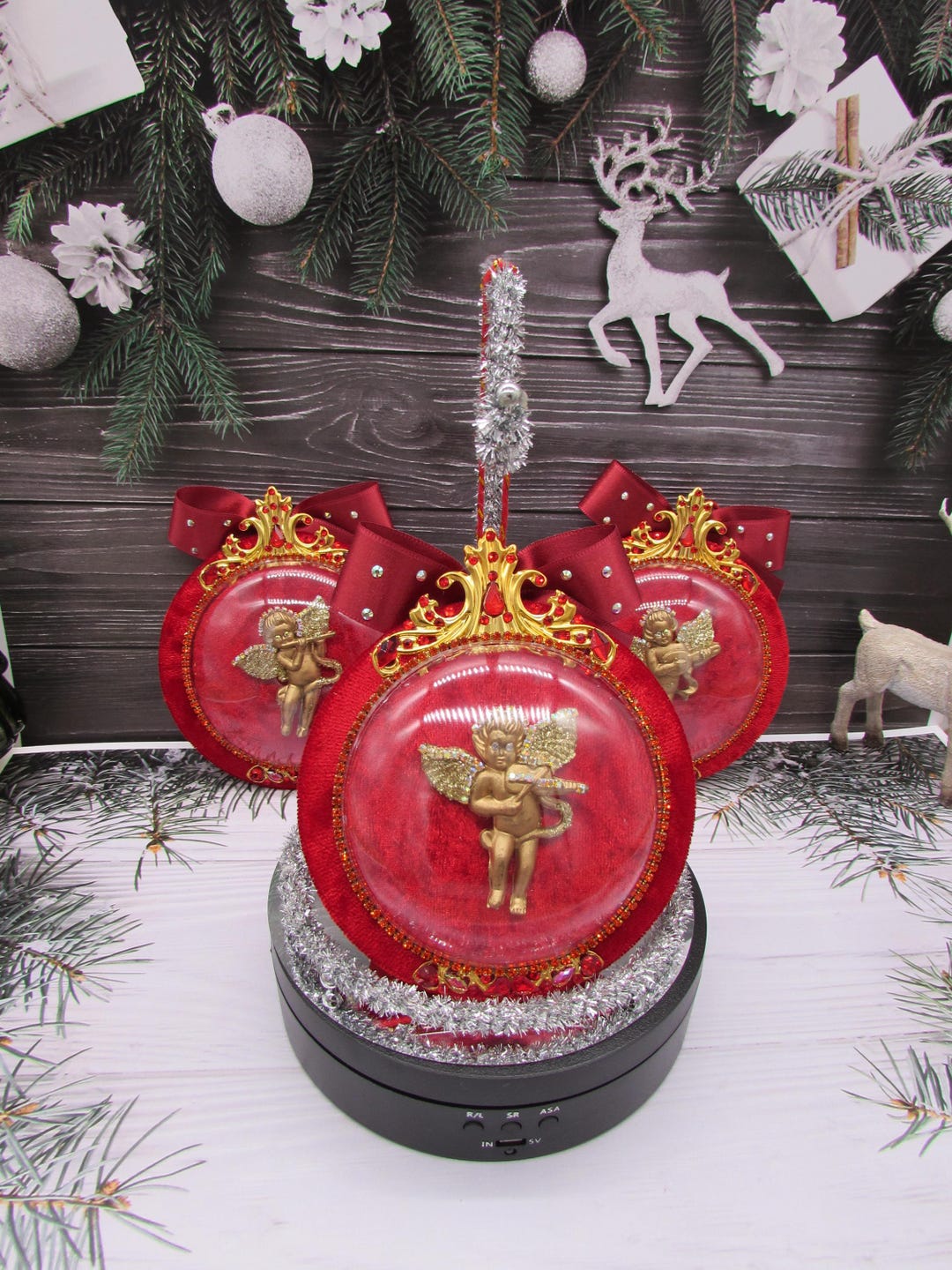 Large Plastic Medallion for the Christmas Tree. Red, Velvet - Etsy