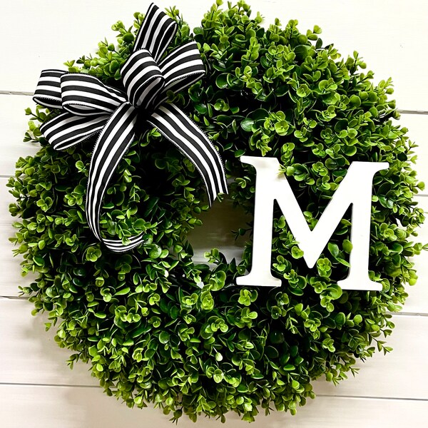 Boxwood Wreath With Monogram - Etsy