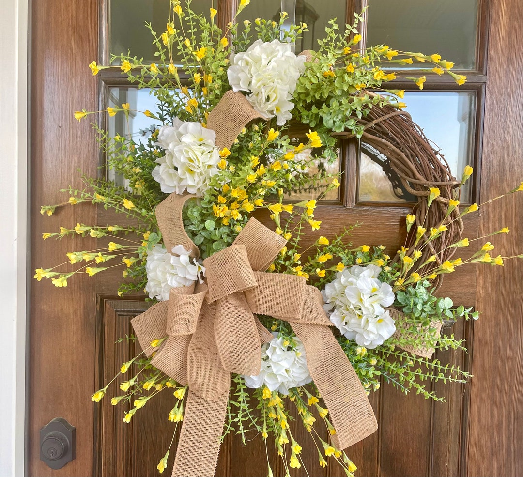 Hydrangea Wreath, Spring Summer Wreath for Front Door, Gift for Her ...