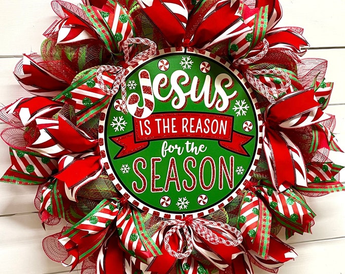 Christmas Wreath, Jesus is the Reason for the Season Wreath, for Front ...