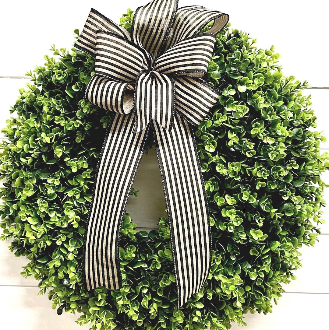 Boxwood Wreath With Bow, Spring Wreath for Front Door, Spring Decor ...