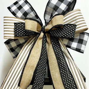 Farmhouse Wreath Bow, Buffalo Check Bow, Farmhouse Decor, Gift Box ...