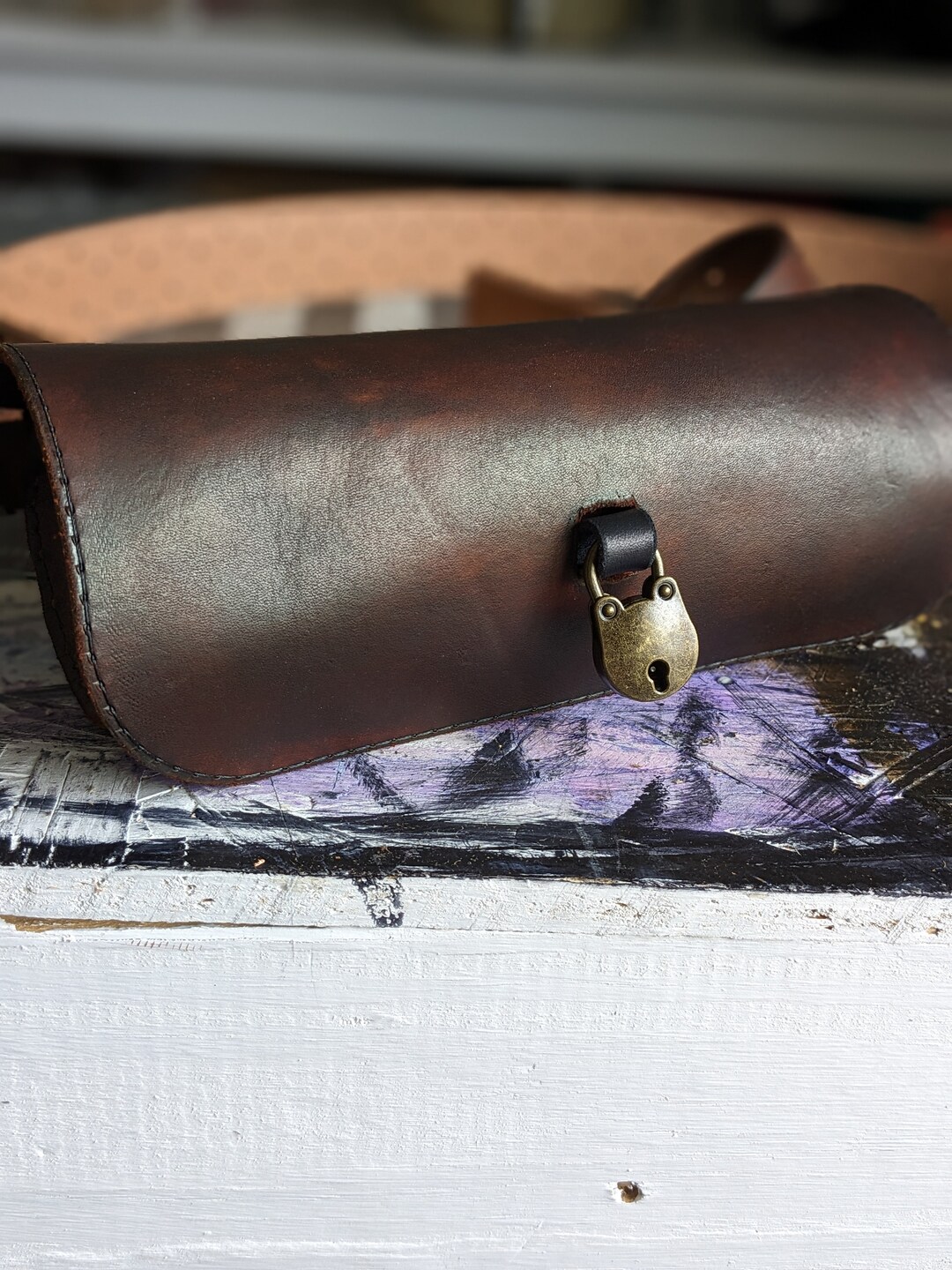 Leather Fork Bag W/ Antique Padlock for Motorcycle or Bicycle - Etsy