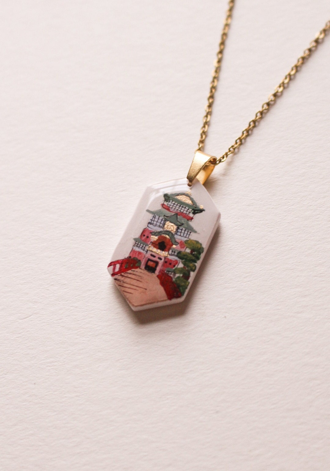 Spirit Polymer Clay Necklace Studio Statement Hand Painted Shimmery ...