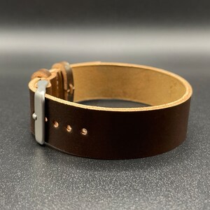 Horween Shell Cordovan Pass-thru Watch Strap Dark Brown With Brushed ...