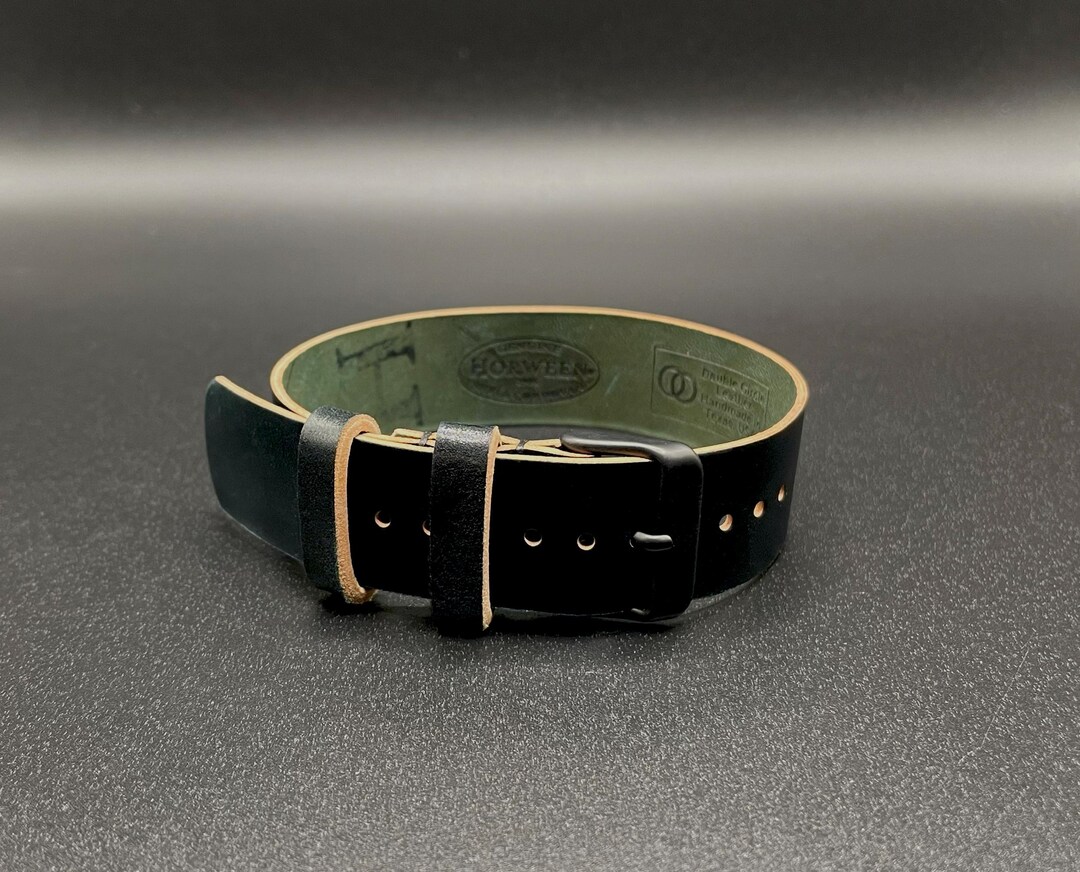 Horween Shell Cordovan • Single-pass NATO Watch Strap • Black With ...