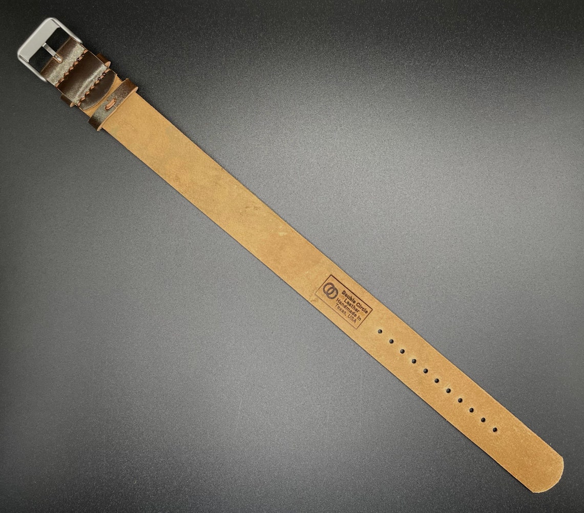 Horween Shell Cordovan Pass-thru Watch Strap Dark Brown With Brushed ...