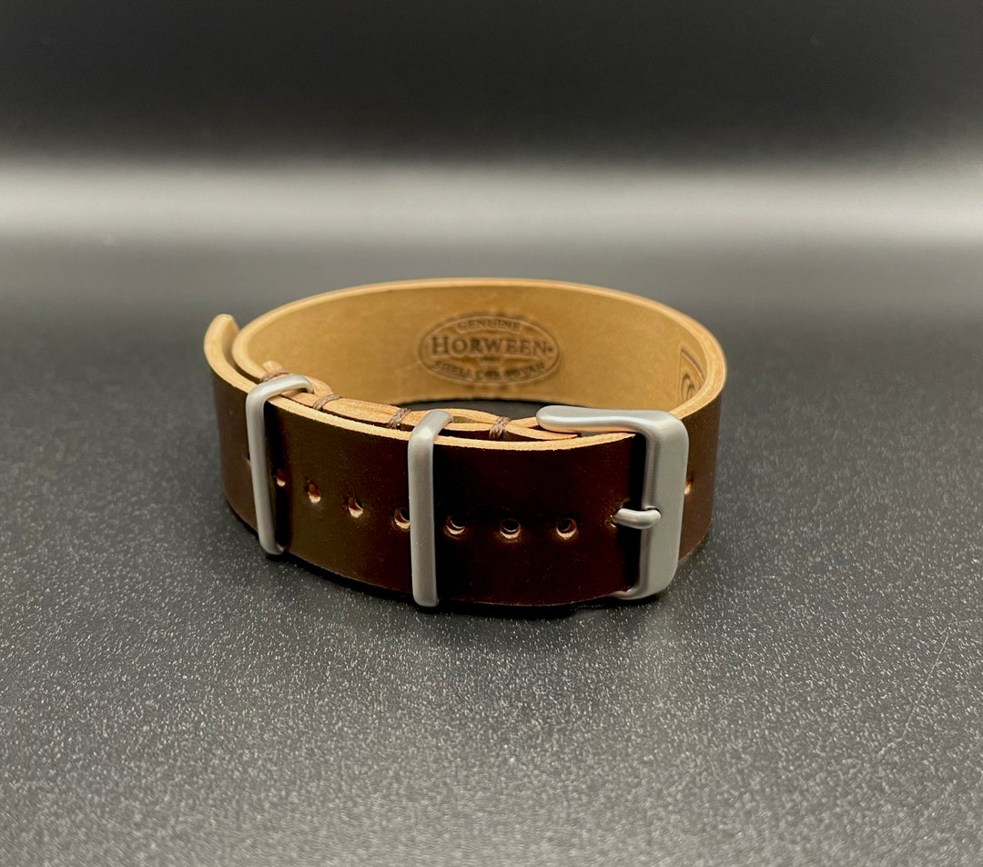 Horween Shell Cordovan Pass-thru Watch Strap Dark Cognac With Matte ...