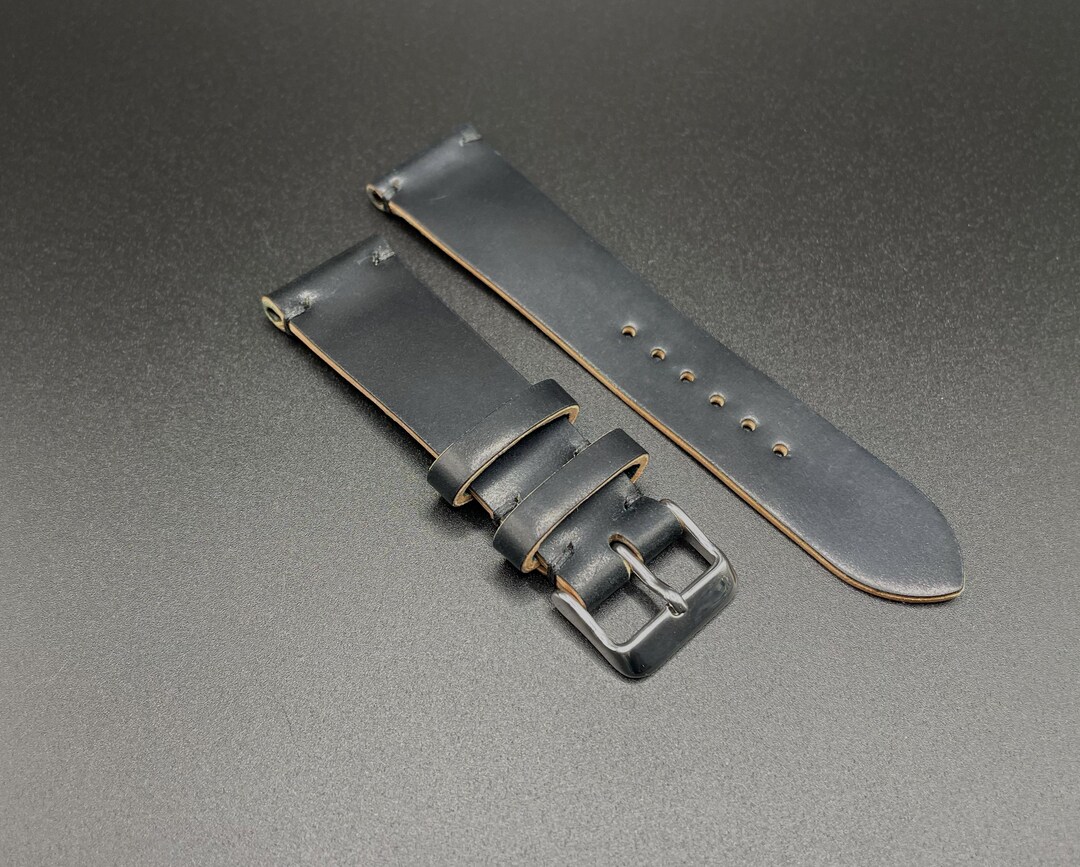 Horween Shell Cordovan • Classic Watch Band in Black • Polished ...