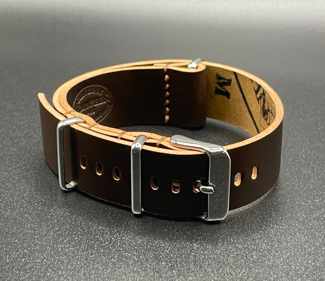 Horween Shell Cordovan Leather Dark Brown Nato Watch Strap - Etsy