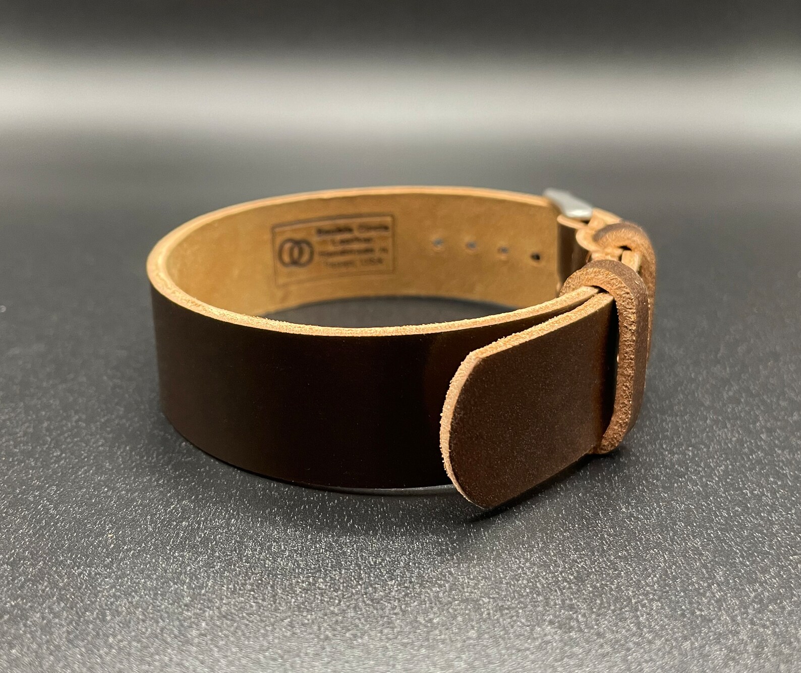 Horween Shell Cordovan Pass-thru Watch Strap Dark Brown With Brushed ...