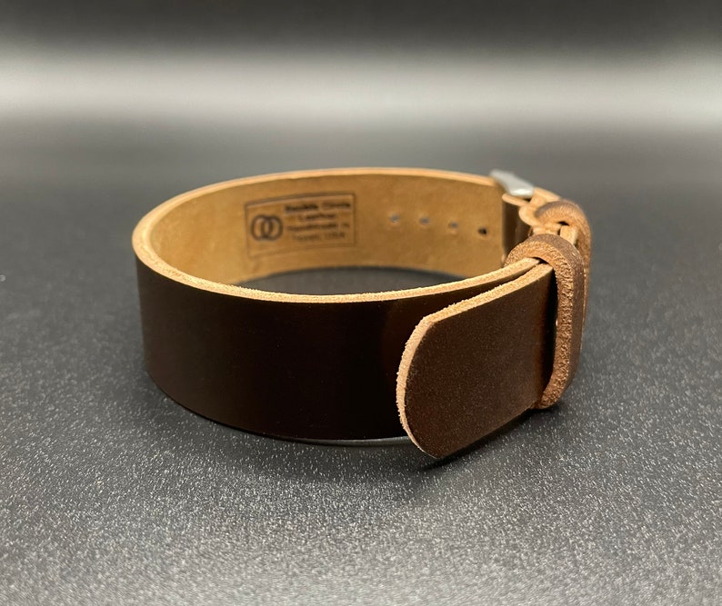 Horween Shell Cordovan Pass-thru Watch Strap Dark Brown With Brushed ...