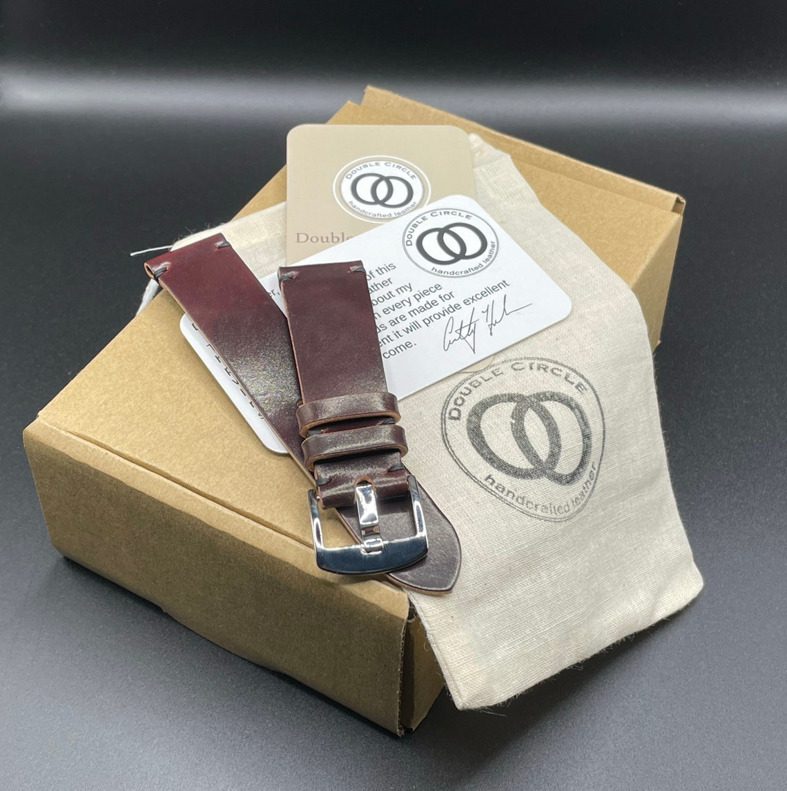 Horween Shell Cordovan • Classic Watch Band in Color #8 • Polished Stainless Hardware & Choice ...