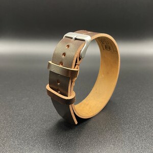 Horween Shell Cordovan Pass-thru Watch Strap Dark Brown With Brushed ...