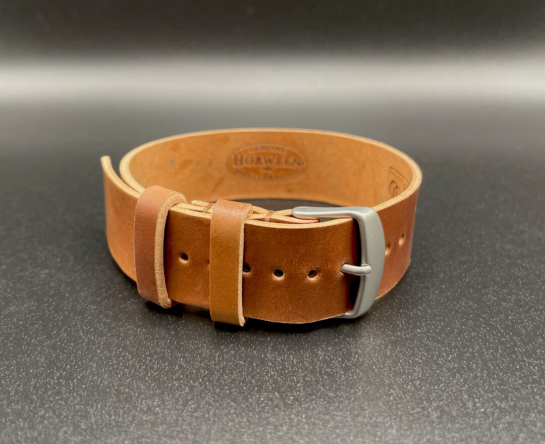Horween Shell Cordovan NATO Single-pass Watch Strap Natural With Matte ...