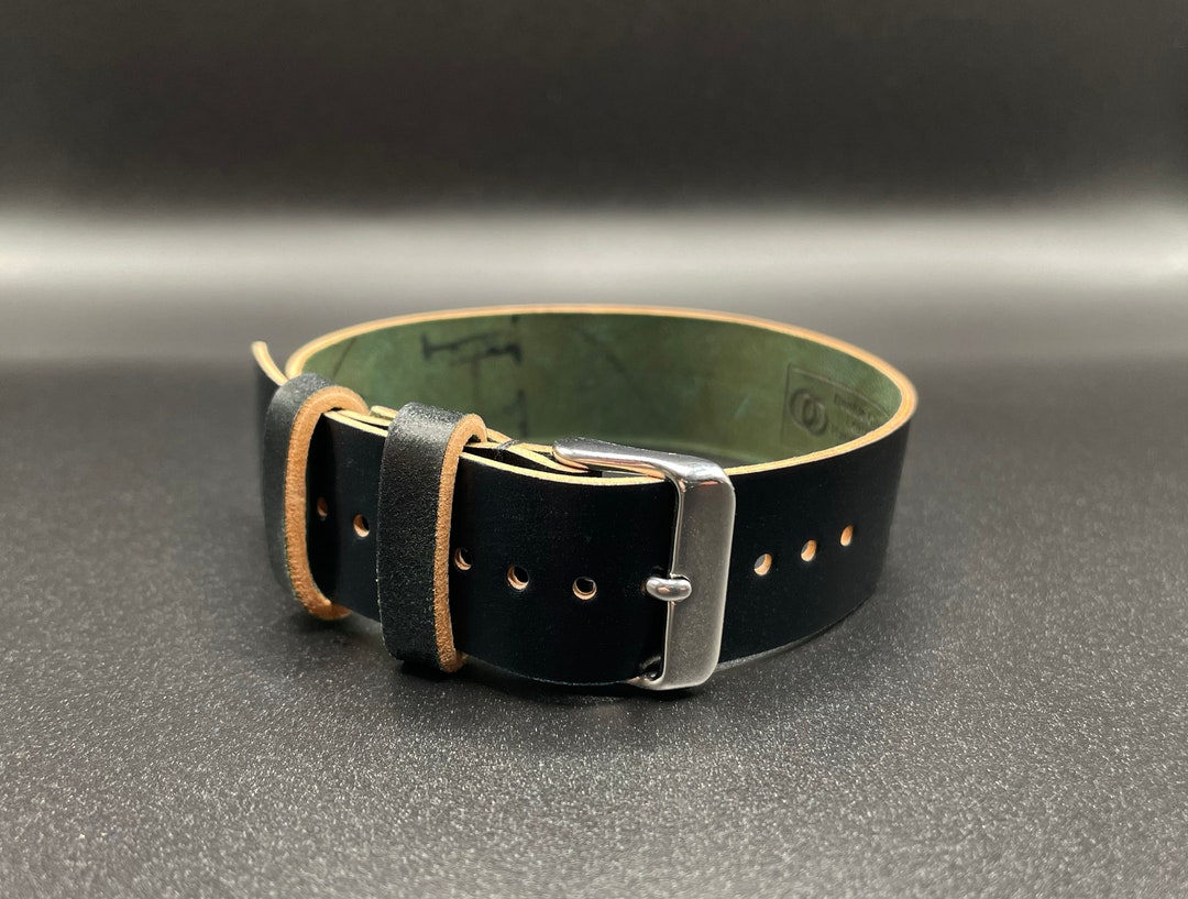 Horween Shell Cordovan • Single-pass NATO Watch Strap - Black With ...