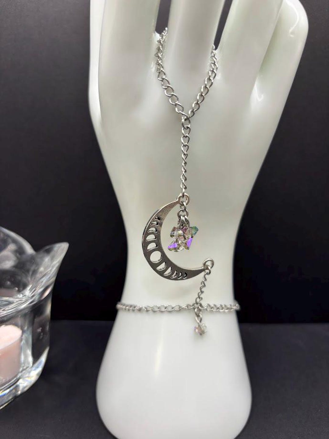 Unique Celestial Silver Moon Phases Crescent Boho Unisex Hand Chain ...