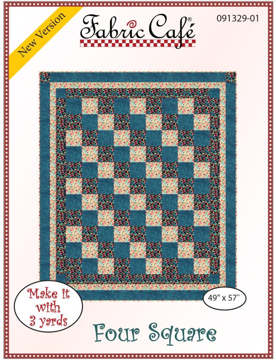Four Square / 3 Yard Quilt Pattern by Fabric Cafe - Etsy