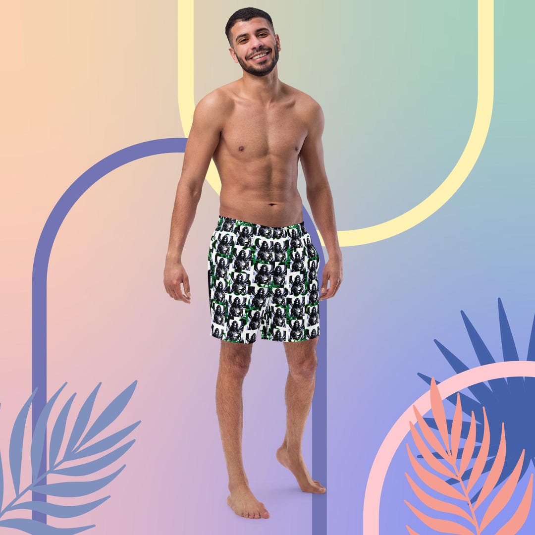 Summer Beach Short, Black Jeez Swim Trunks for Boyfriend Mens Mid ...