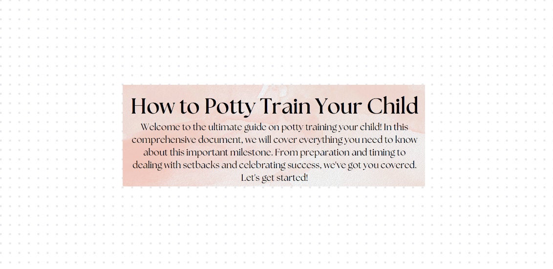 Potty Training Guide and Tracker, Parent Potty Training Guide, Potty ...