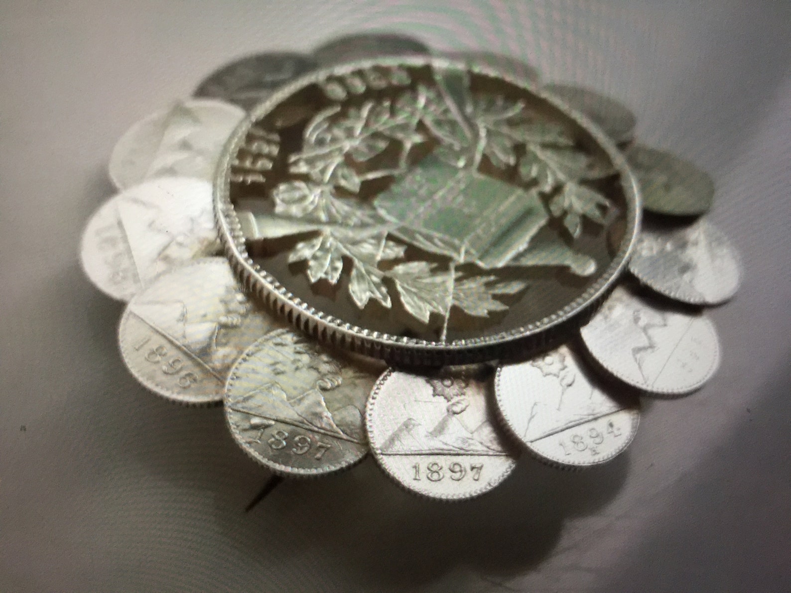 Antique Victorian Solid Silver Large Coin Brooch - Etsy UK