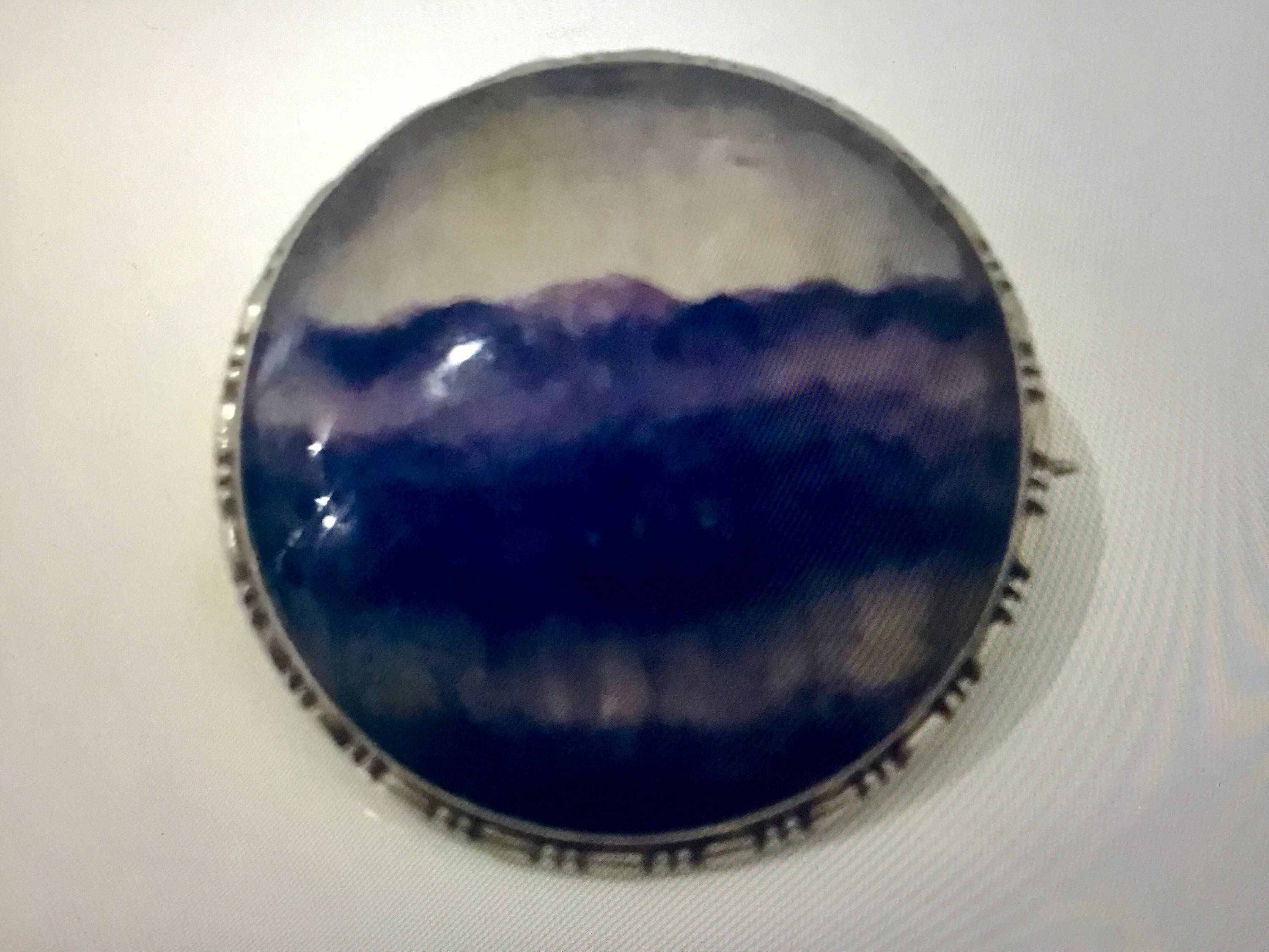 Vintage 30’s Art Deco Blue John & Silver Brooch - Thomas L. Mott TLM