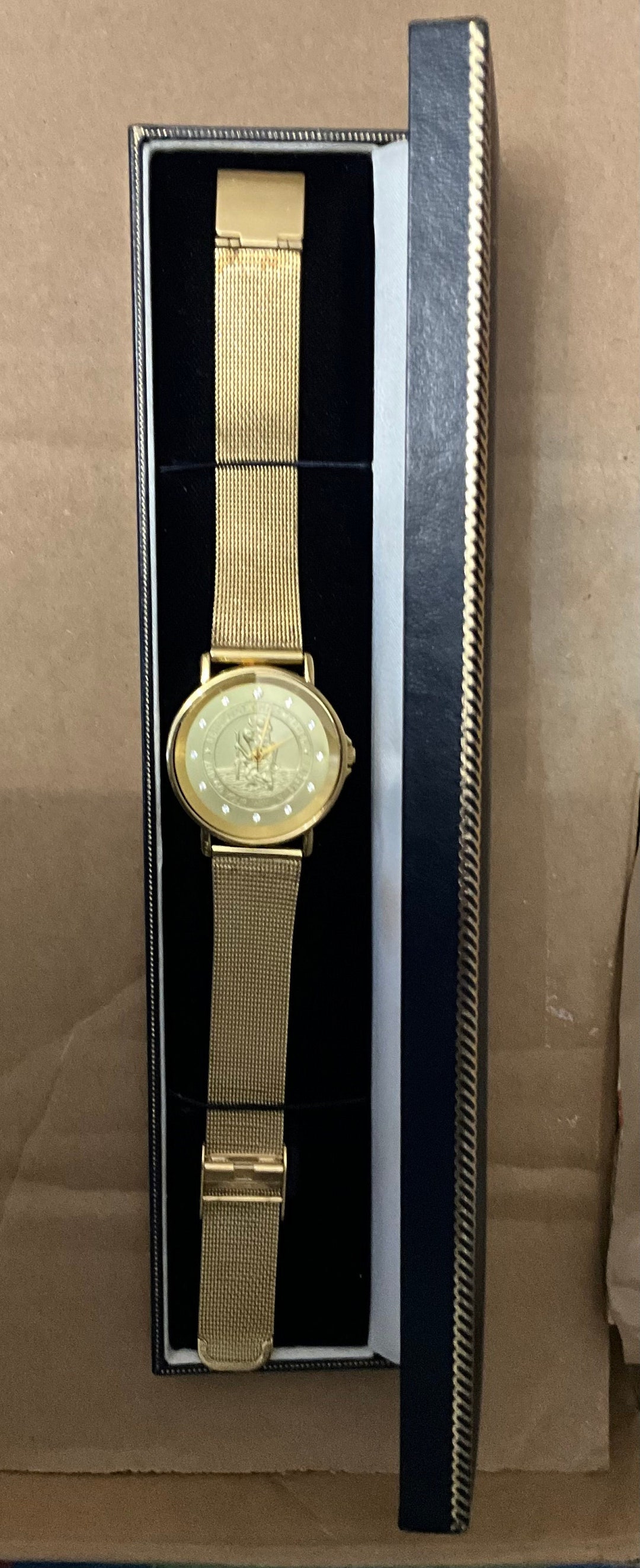 Mens Gold Brooks & Bentley St Christopher Watch - Boxed - Patron Saint ...