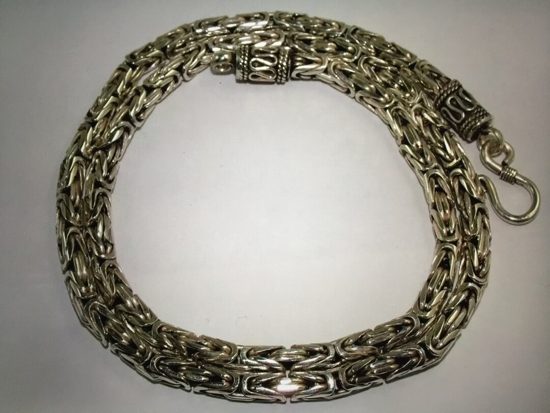 Vintage Solid Stirling Silver Byzantine Link Necklace/chain - Etsy