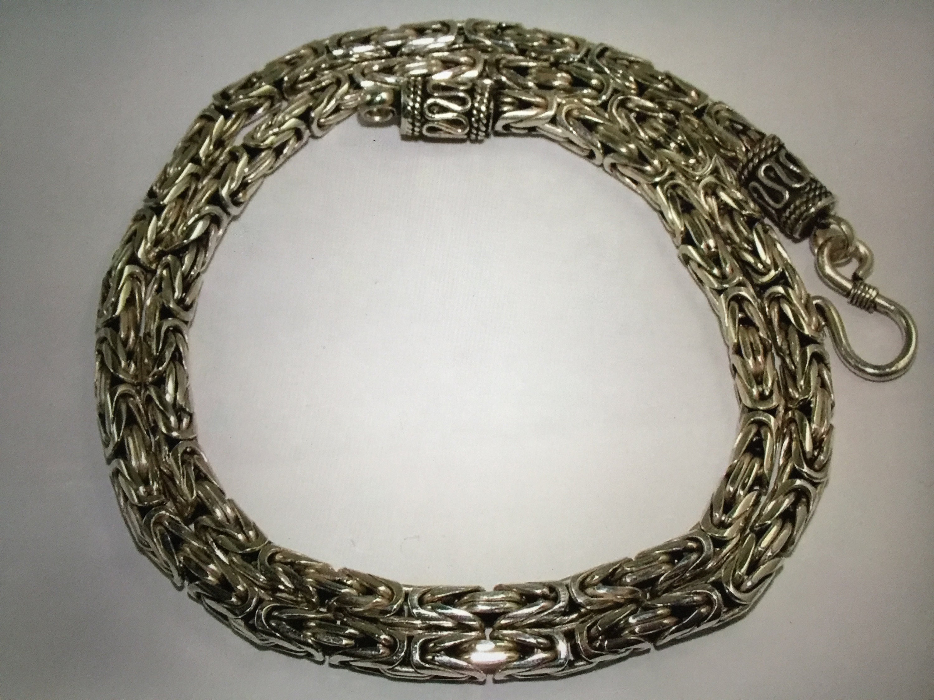 Vintage Solid Stirling Silver Byzantine Link Necklace/Chain