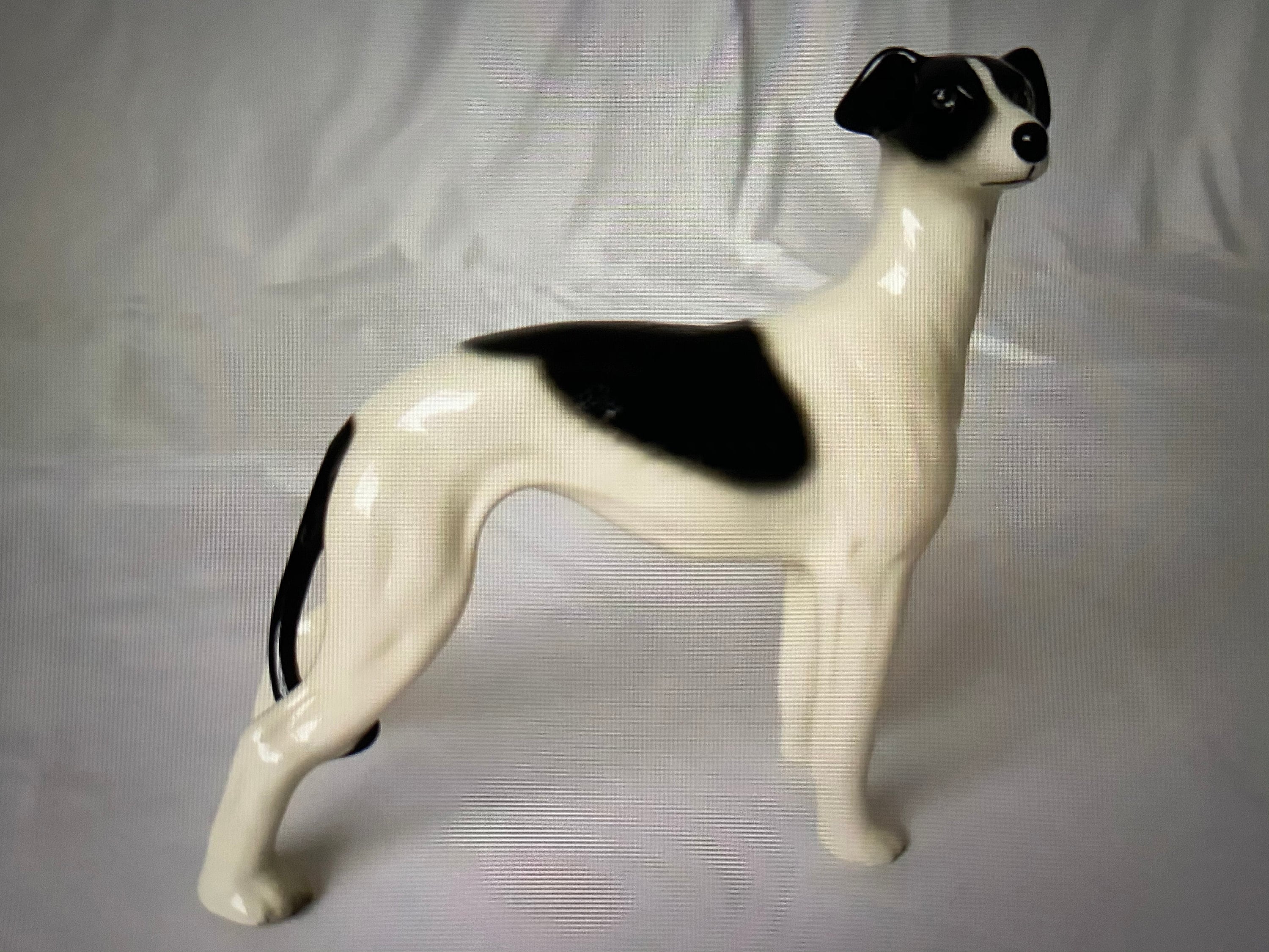 Vintage Coopercraft Black & White Greyhound Dog Figurine