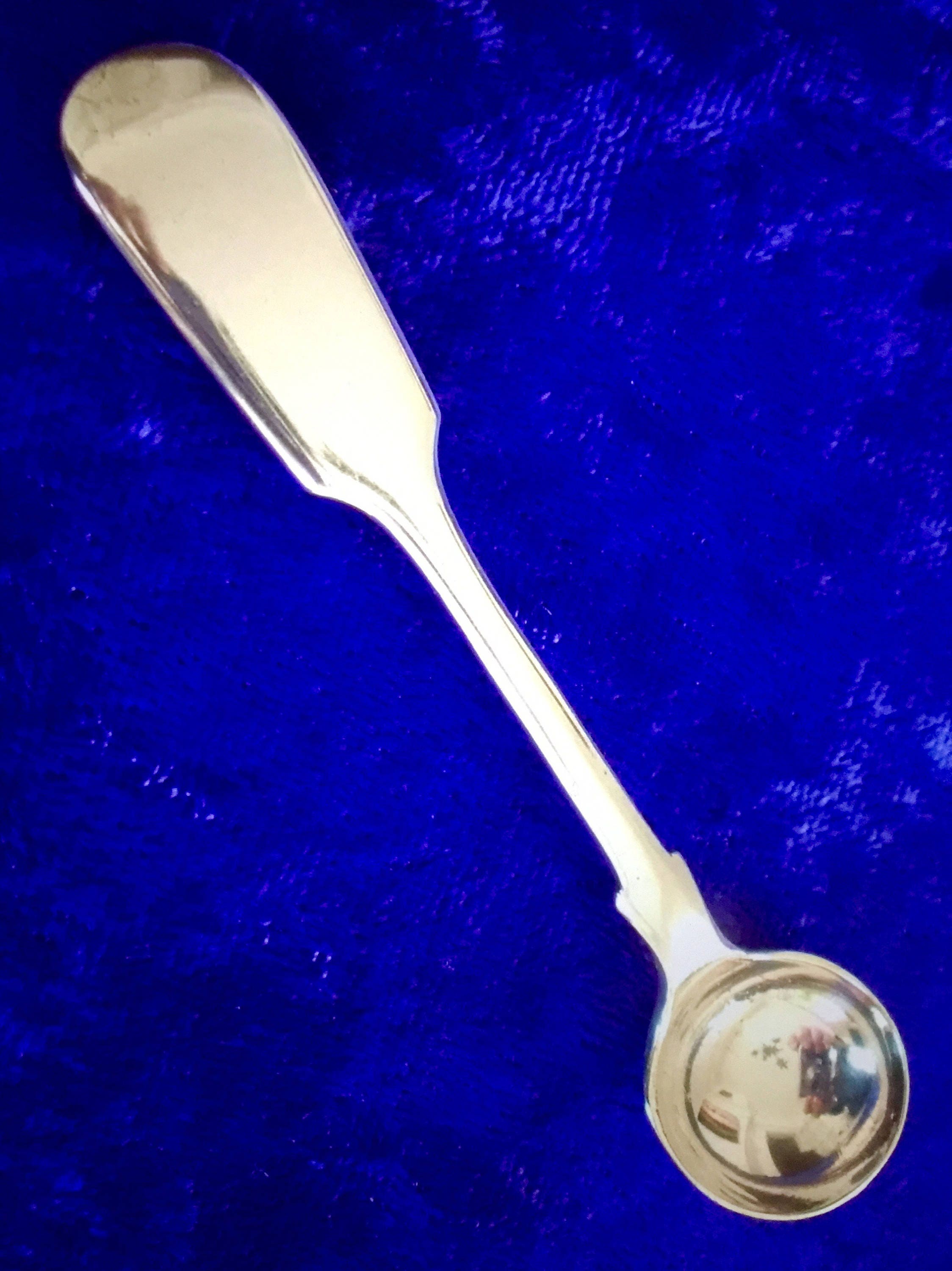 Antique Solid Silver Fiddle Pattern Condiment Spoon - 1800’s