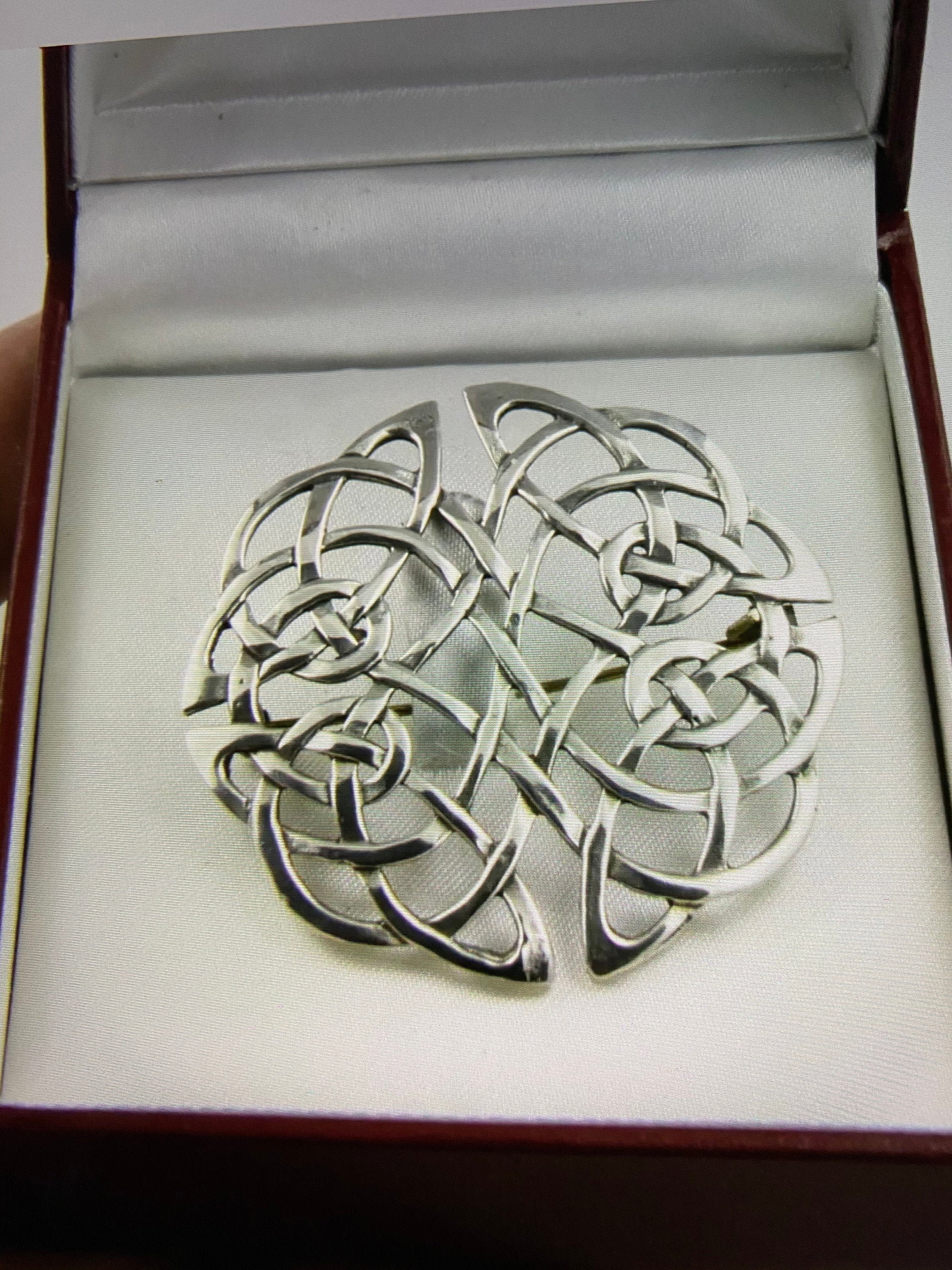Vintage Sterling Silver Scottish Celtic Design Brooch - Boxed