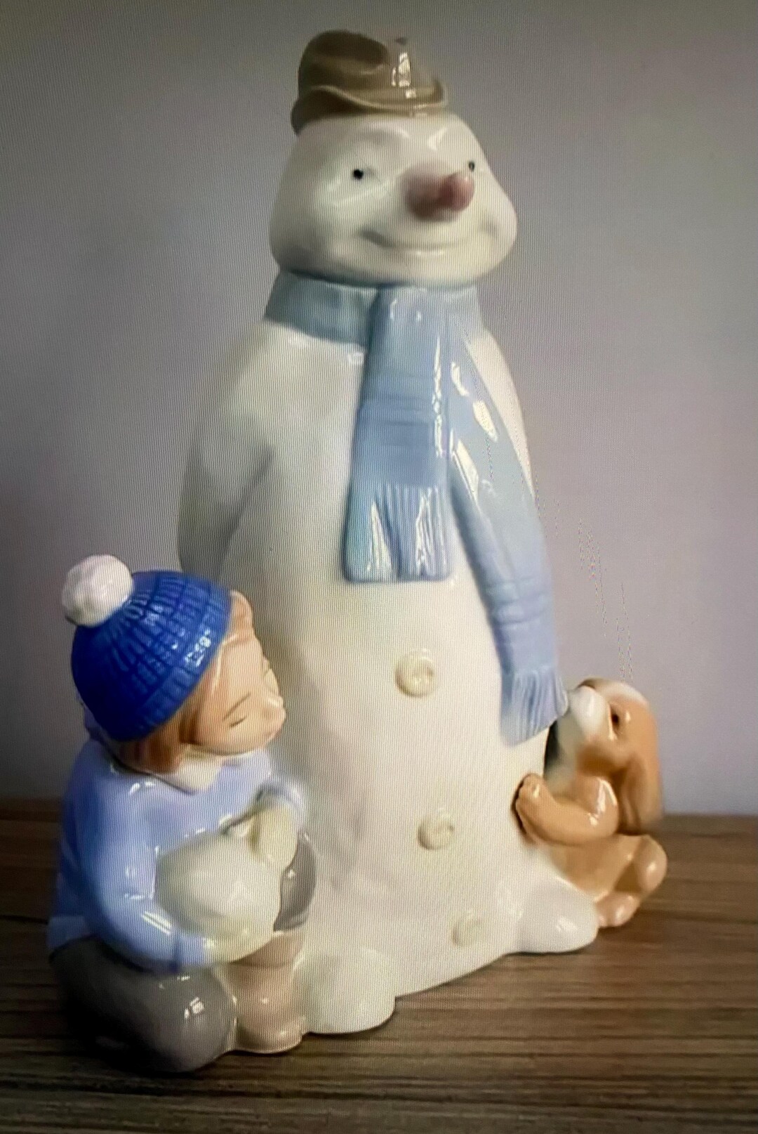 RARE Nao by Lladro Porcelain 'winter Games' Snowman - Boy & Puppy ...