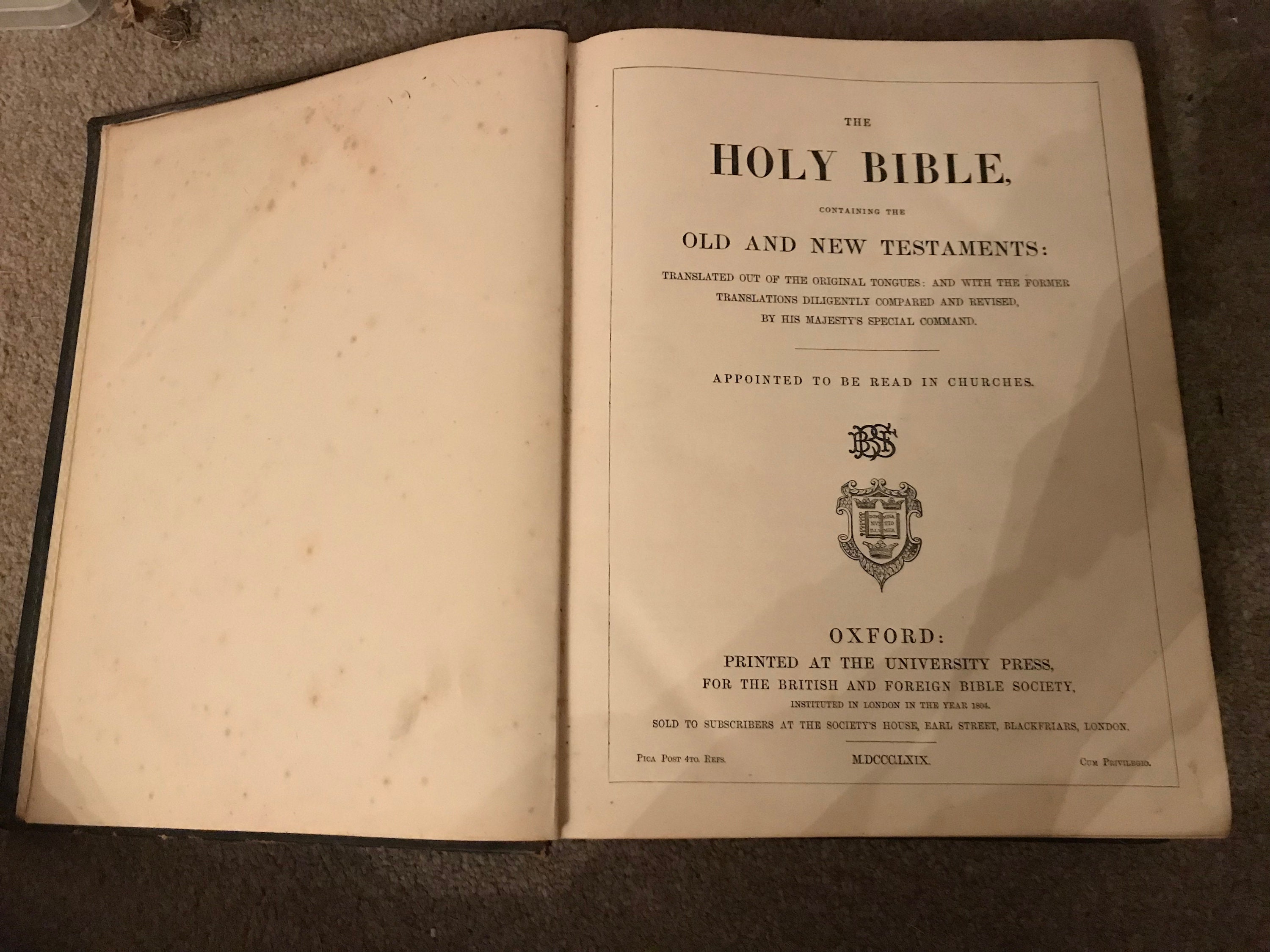 Antique Victorian The Holy Bible King James Version - Leather Bound - 1869