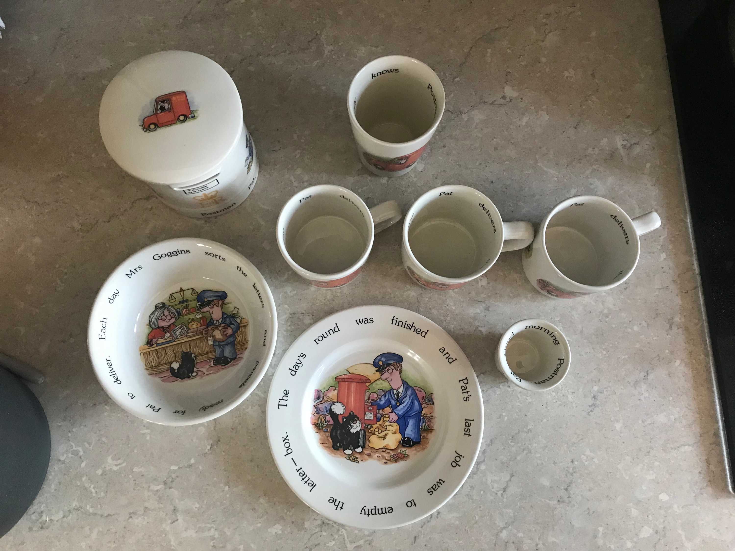 Vintage POSTMAN PAT Set of 8 items - Mix of Coalport and Crown ...