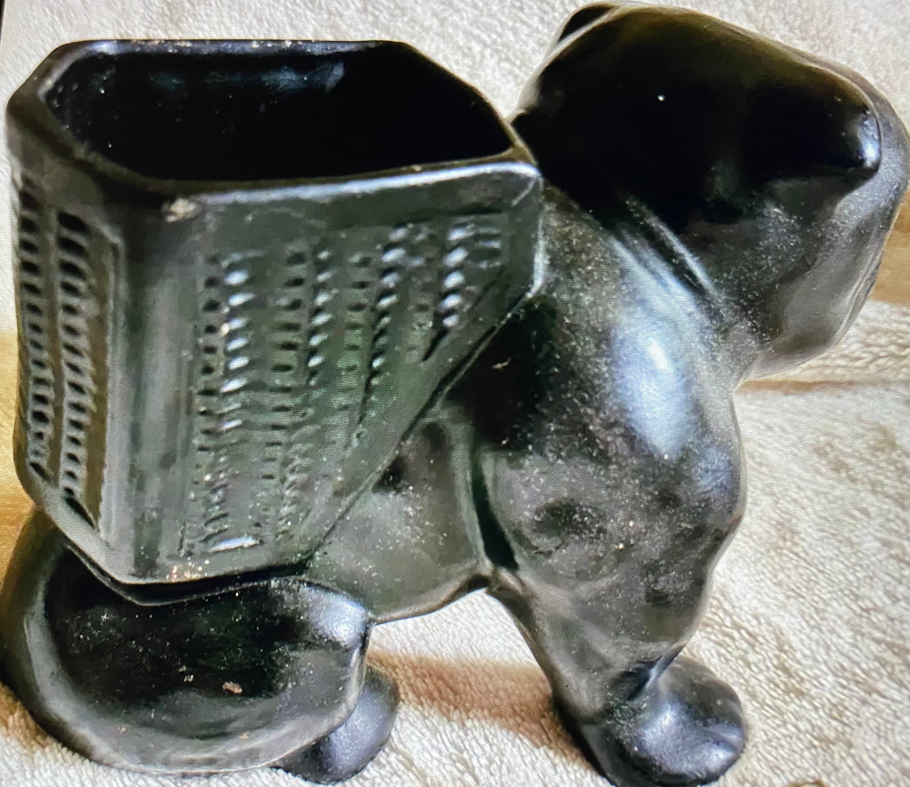 Vintage Pottery Black British Bulldog Figure With Basket - Etsy