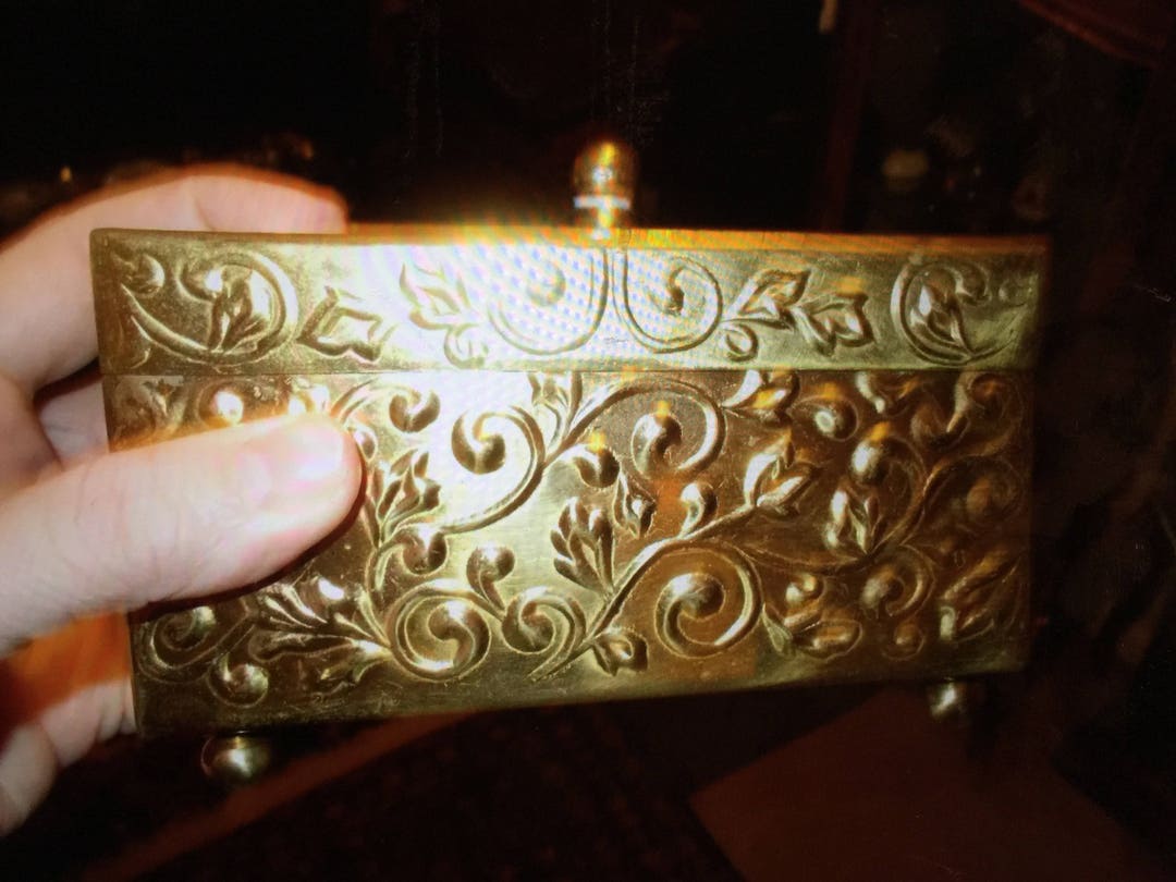 Vintage Brass Casket/box With Raised Decoration - Etsy
