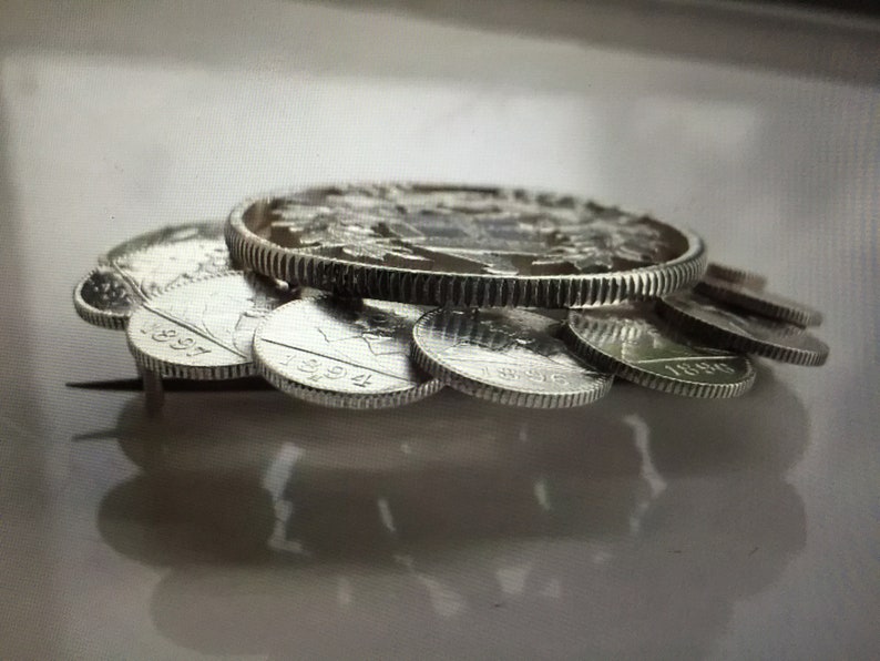 Antique Victorian Solid Silver Large Coin Brooch - Etsy UK