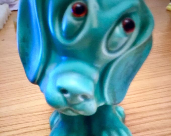 Vintage Crown Devon Green Dog With Glass Eyes - Mint Condition - Etsy